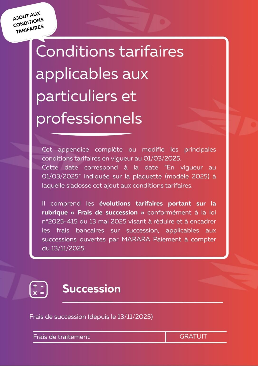 Conditions tarifaires – MARARA Paiement